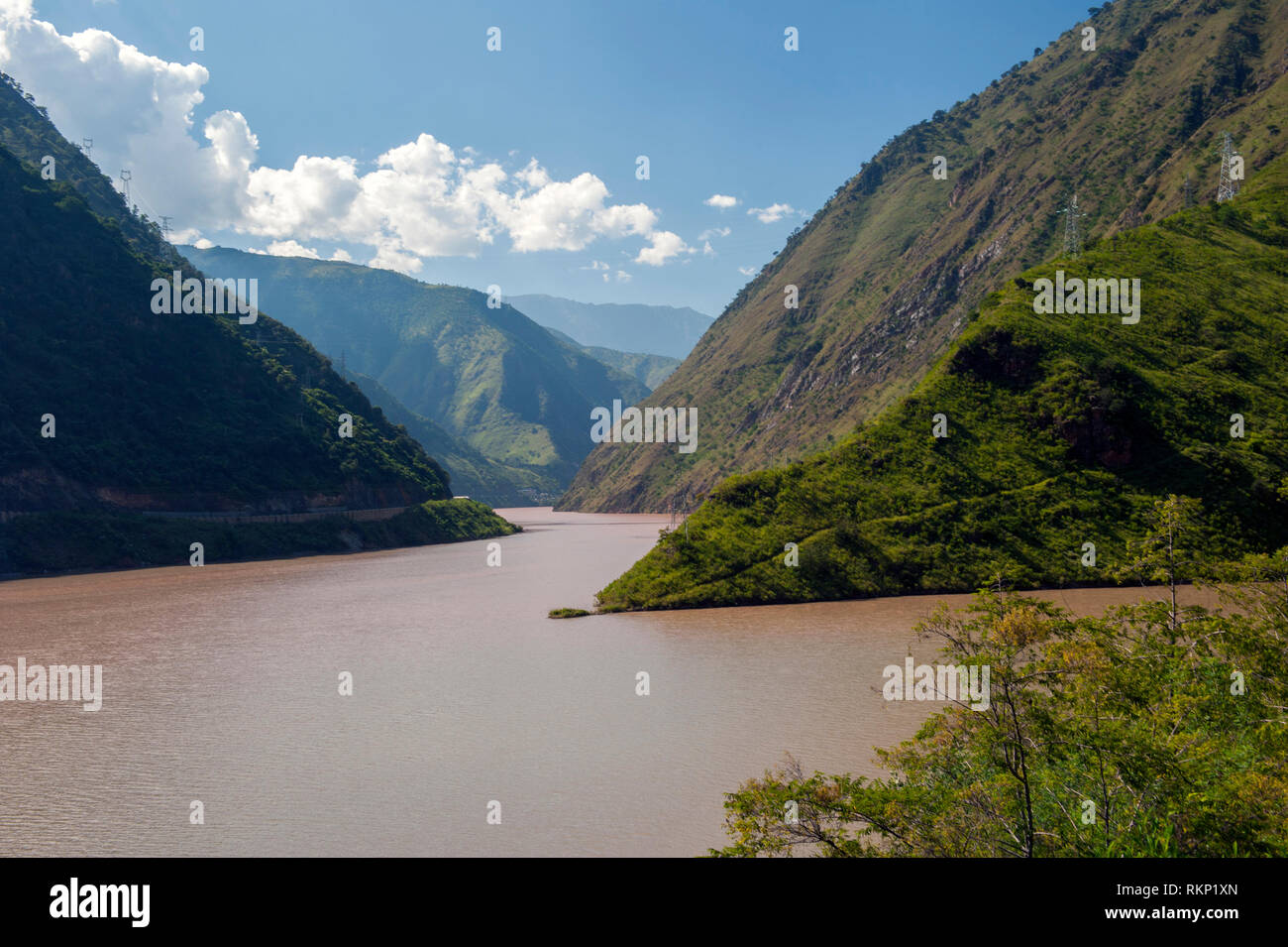 The confluence of the Mekong (also known as the Lancang Jiang) and Bi ...