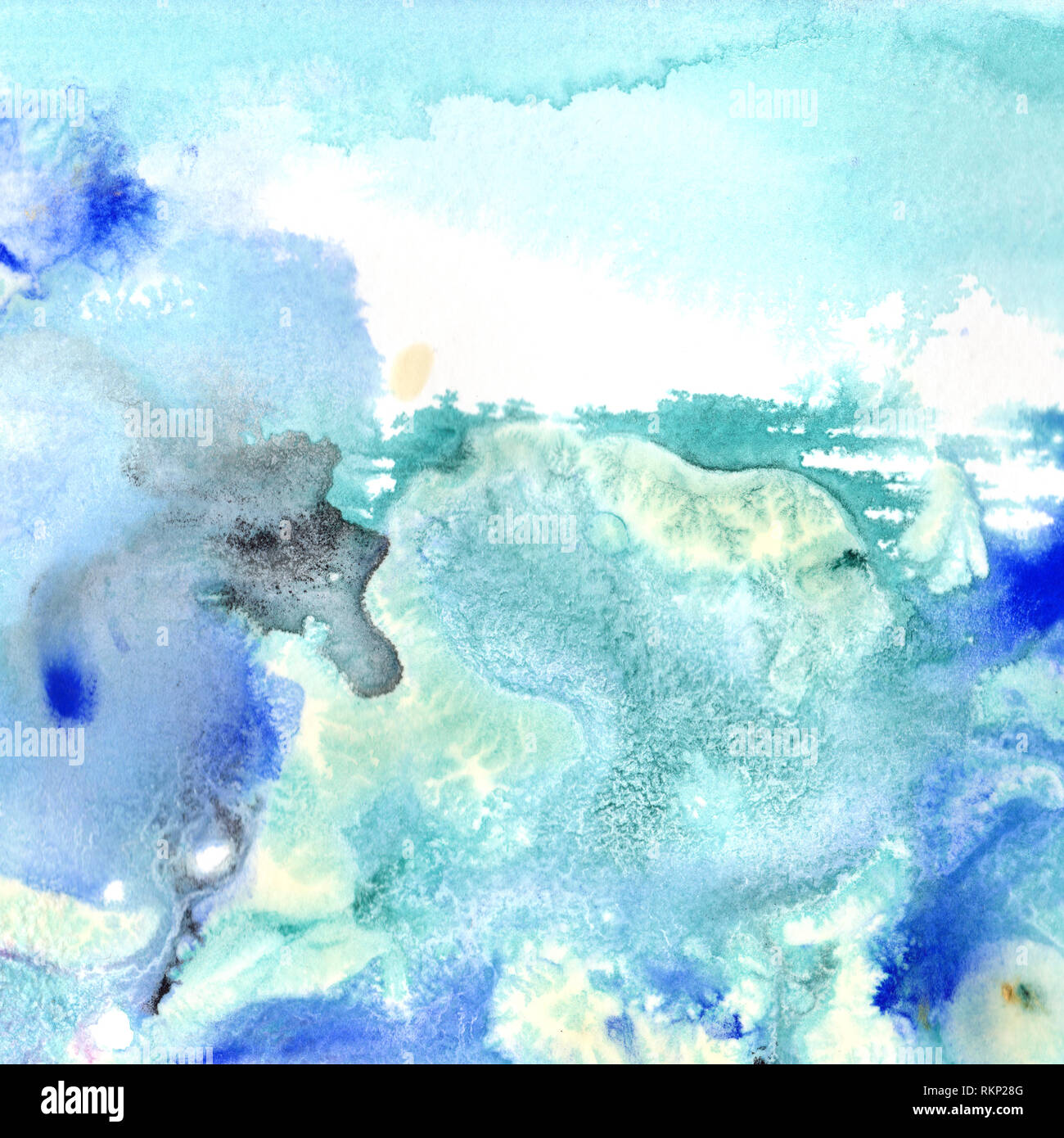 Abstract watercolor paper splash shapes isolated drawing. Illustration ...