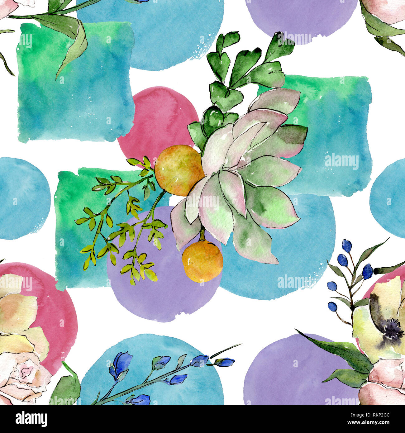 Bouquets with succulent floral botanical flowers. Watercolor background ...