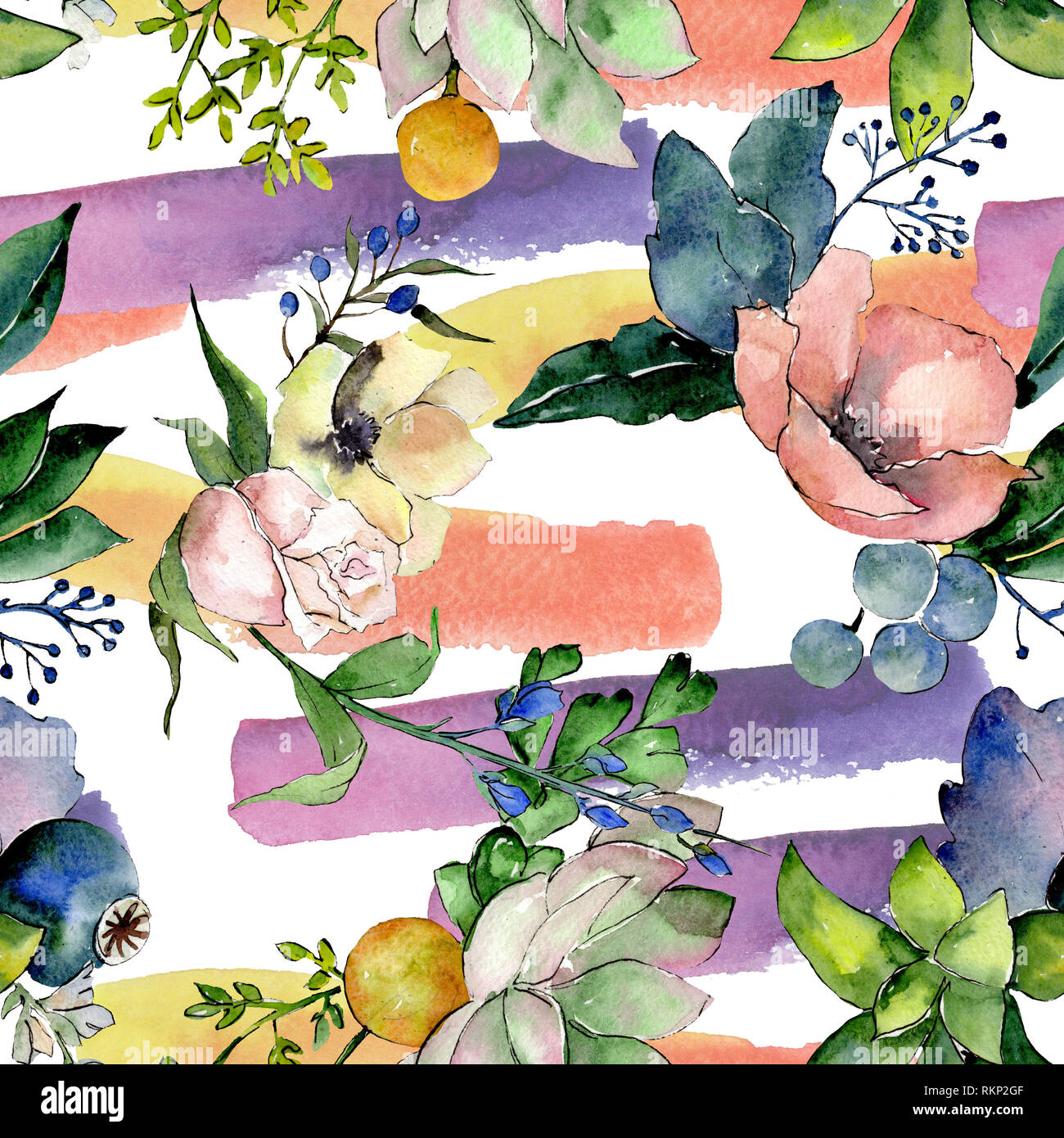 Bouquets with succulent floral botanical flowers. Watercolor background ...