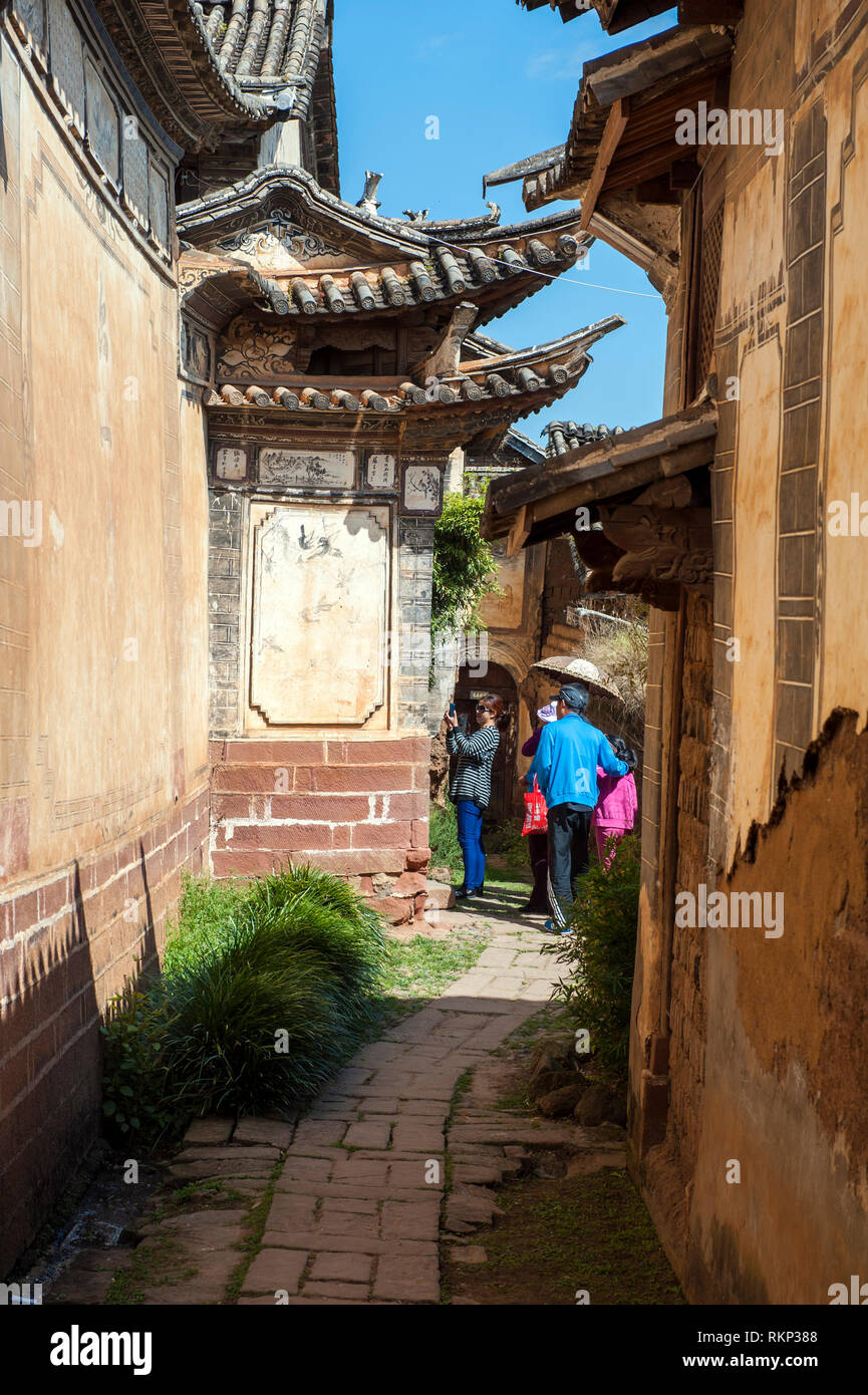 A back street in Shaxi, an ancient trading town for caravans plying the ...