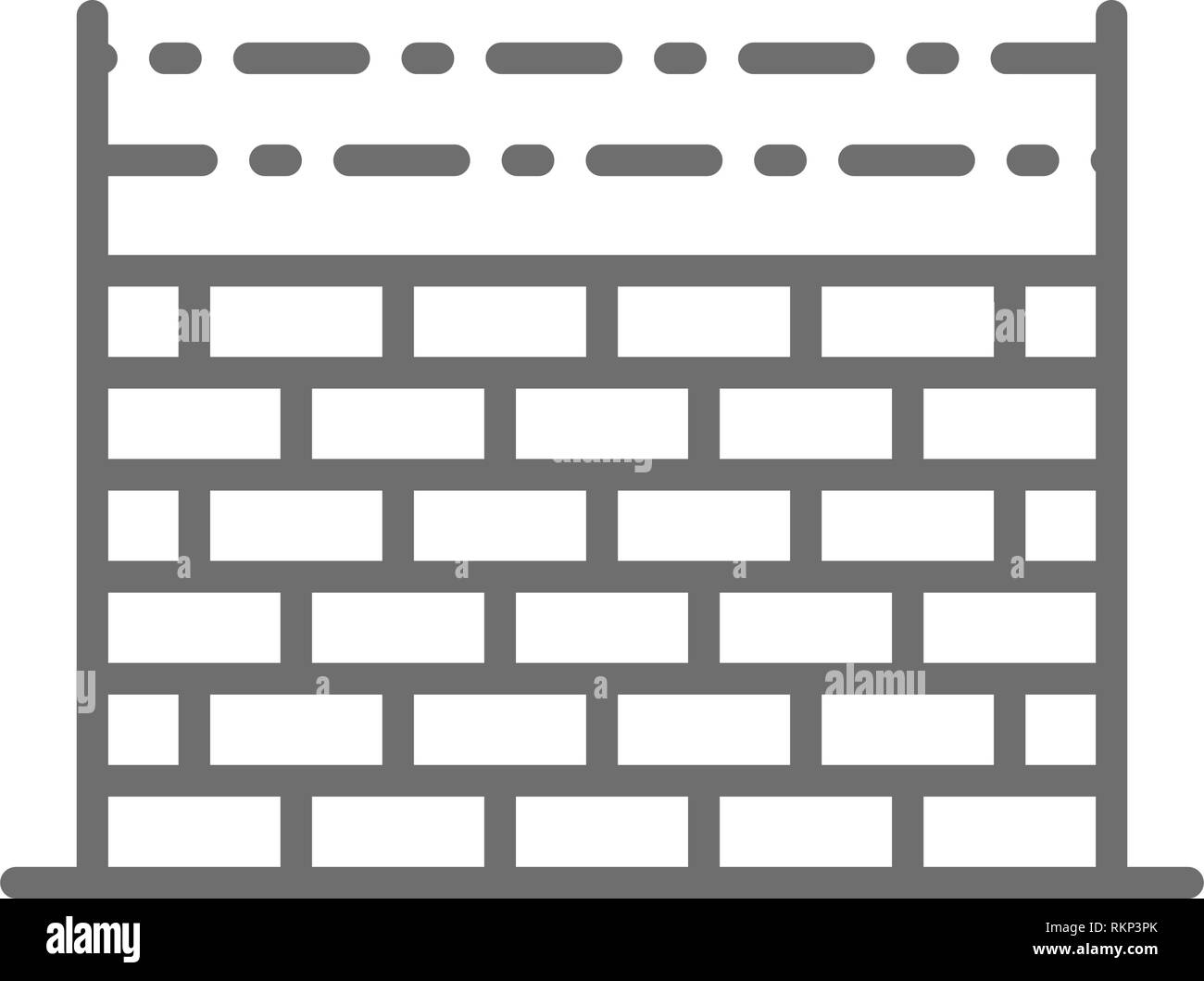 Fence with barbed wire, prison wall line icon Stock Vector Image & Art ...