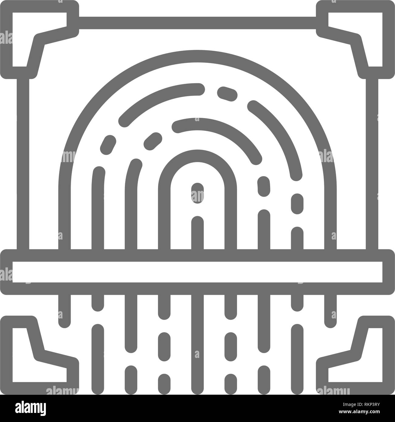 Fingerprint scan, cryptographic signature, identity line icon Stock ...