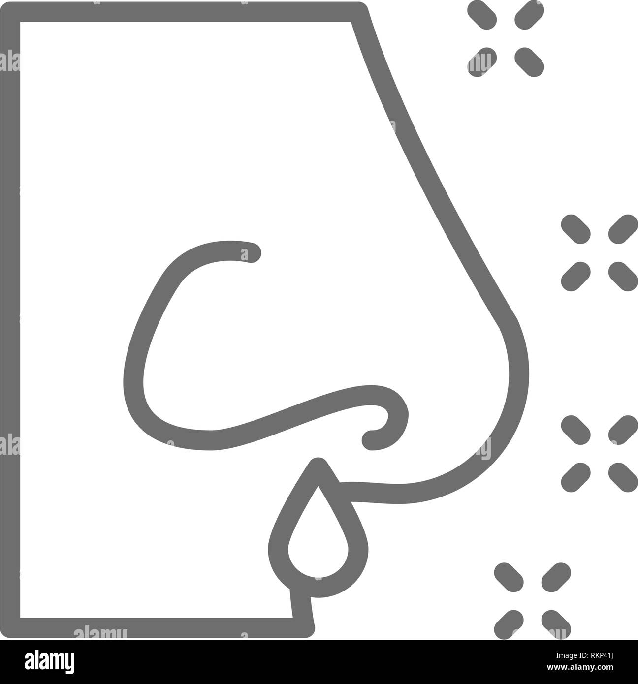 Runny nose, rhinitis, allergy, nasal mucus line icon Stock Vector Image ...