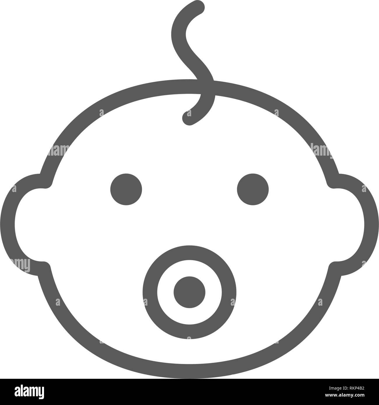 Baby head with dummy line icon. Isolated on white background Stock ...