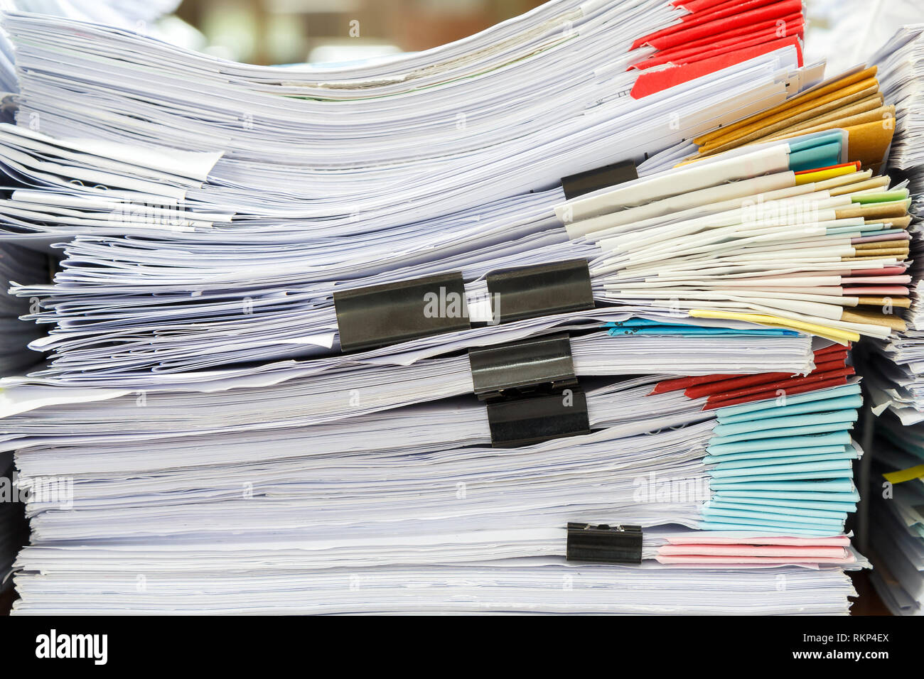 Pile unfinished documents on office hi-res stock photography and images ...