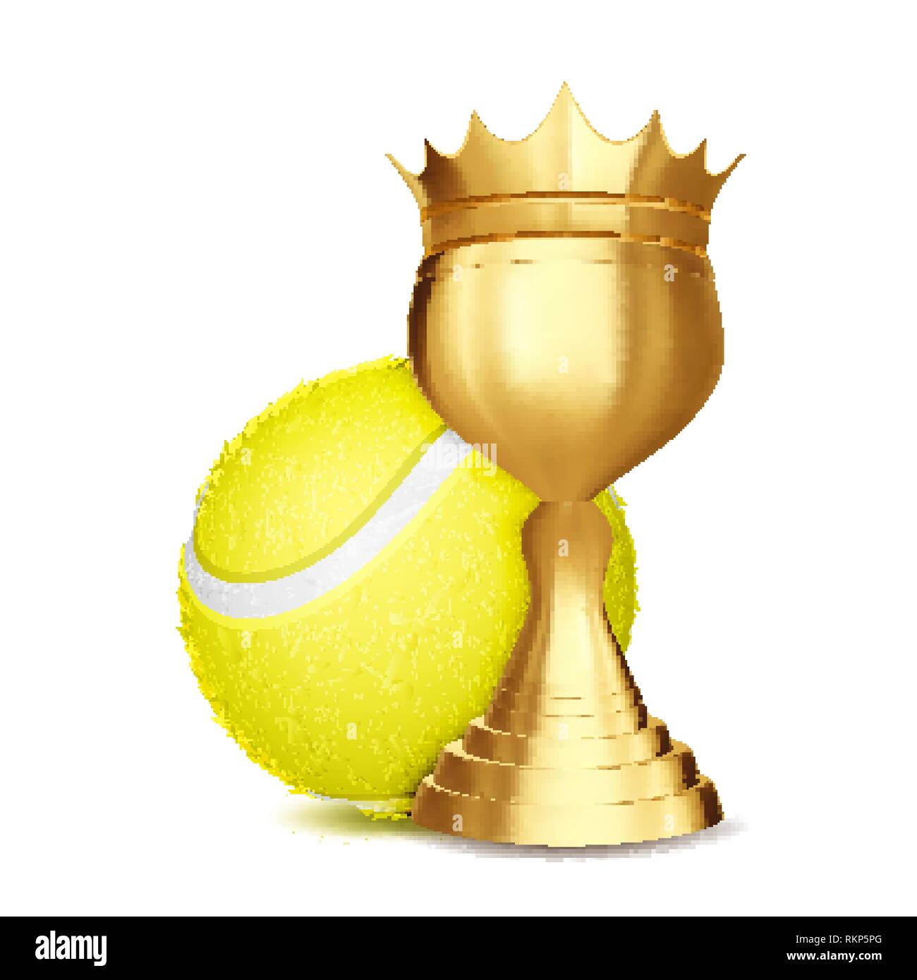 Tennis Award Vector. Tennis Ball, Golden Cup. Banner Advertising. Sport ...