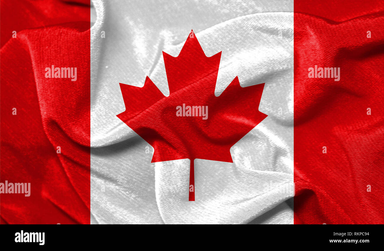 Realistic flag of Canada on the wavy surface of fabric Stock Photo - Alamy