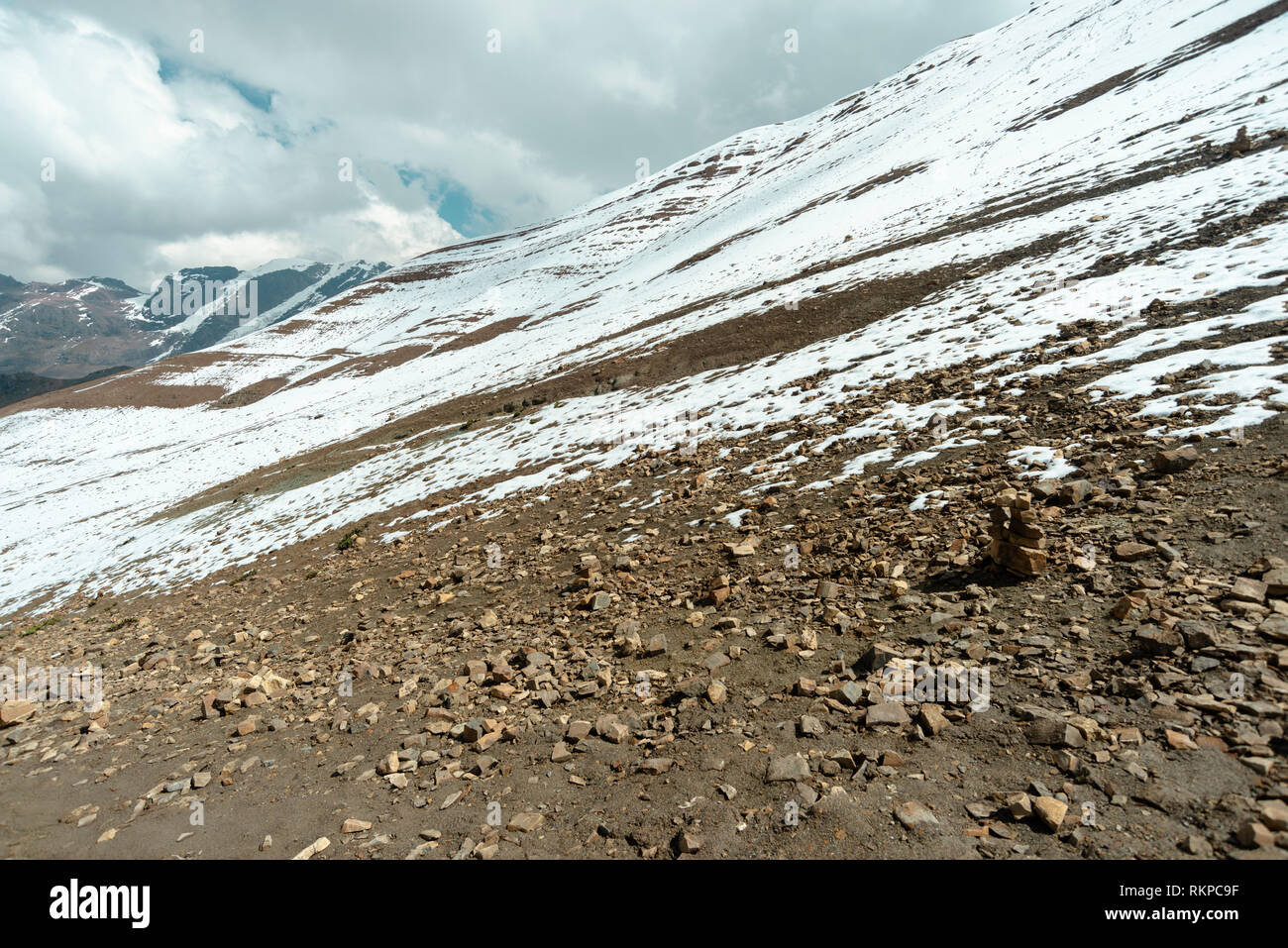 steep mountain slope covered by fresh snow in Peru Stock Photo - Alamy