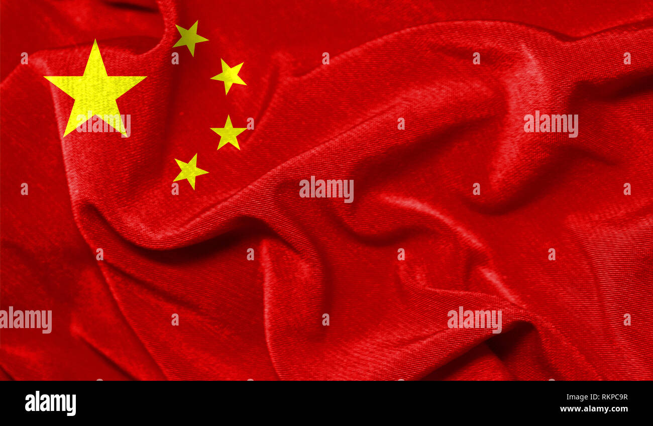 Realistic flag of China on the wavy surface of fabric Stock Photo - Alamy