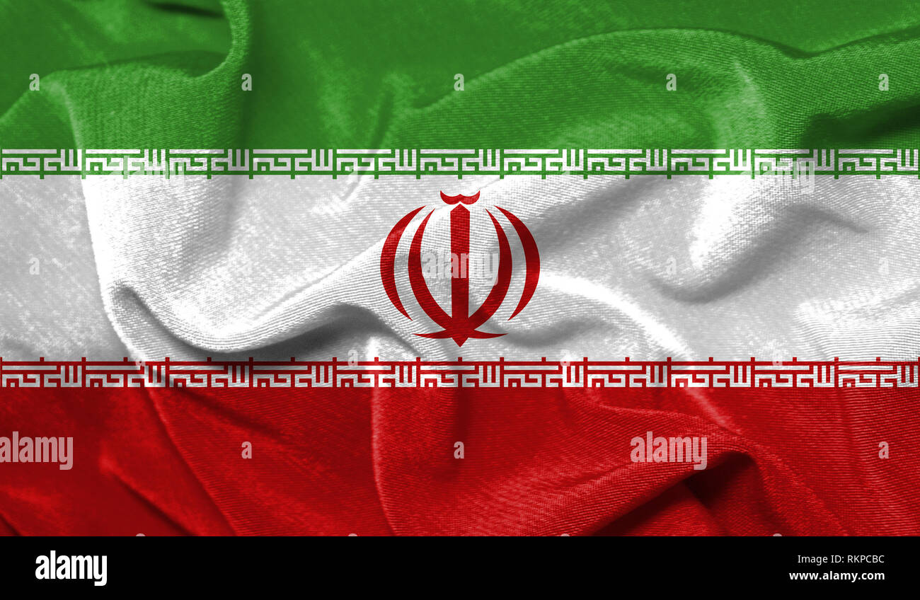 Realistic flag of Iran on the wavy surface of fabric Stock Photo - Alamy