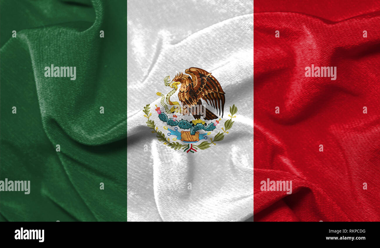 Realistic flag of Mexico on the wavy surface of fabric Stock Photo - Alamy