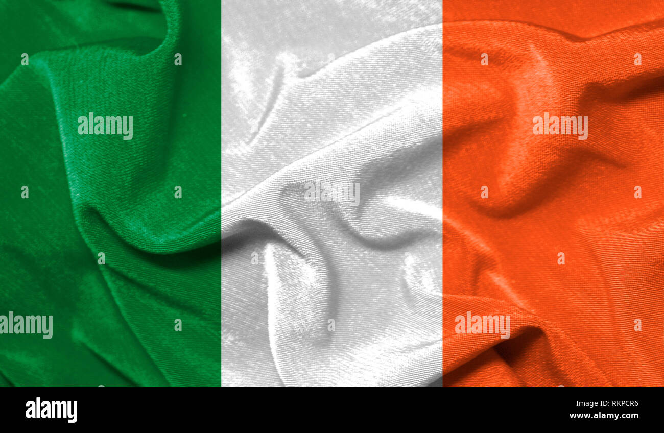 Realistic flag of Ireland on the wavy surface of fabric Stock Photo - Alamy