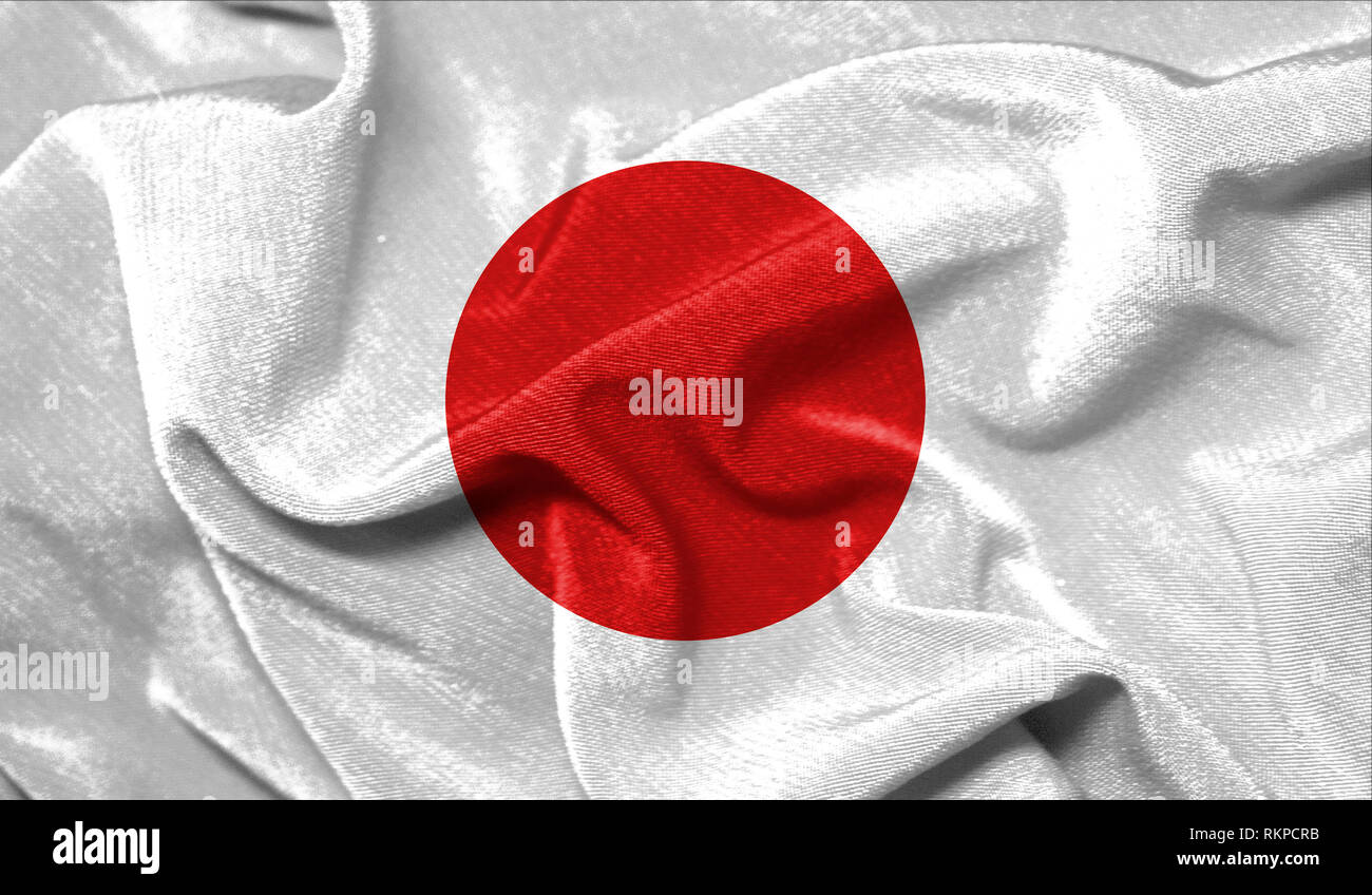 Realistic flag of Japan on the wavy surface of fabric Stock Photo - Alamy