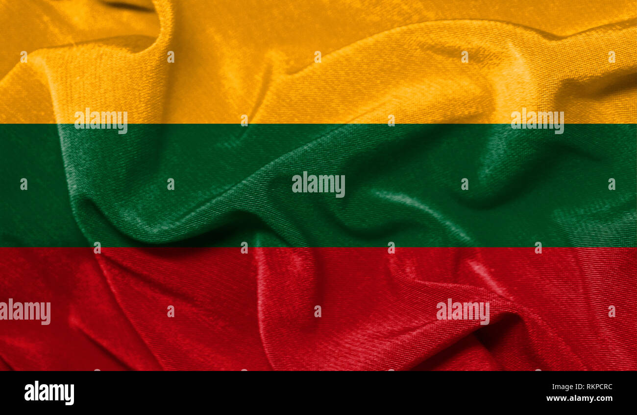Realistic flag of Lithuania on the wavy surface of fabric Stock Photo ...