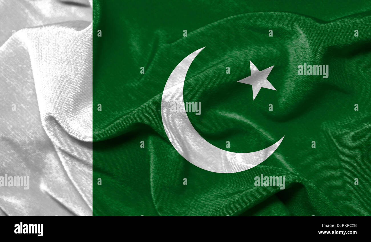 Realistic flag of Pakistan on the wavy surface of fabric Stock Photo ...