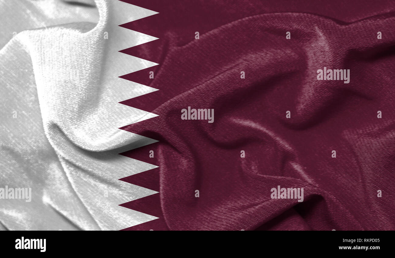 Realistic flag of Qatar on the wavy surface of fabric Stock Photo - Alamy
