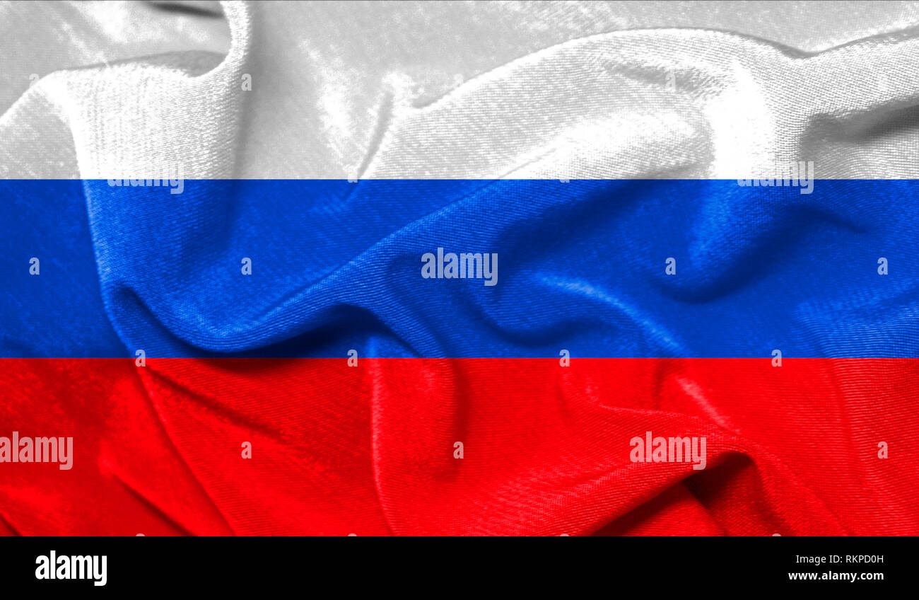 Realistic flag of Russia on the wavy surface of fabric Stock Photo - Alamy