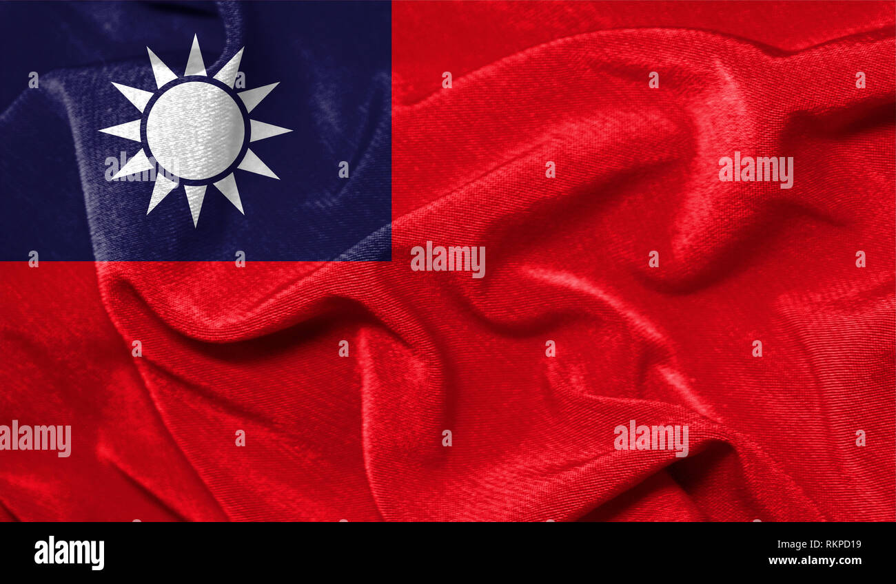 Realistic flag of Taiwan on the wavy surface of fabric Stock Photo - Alamy