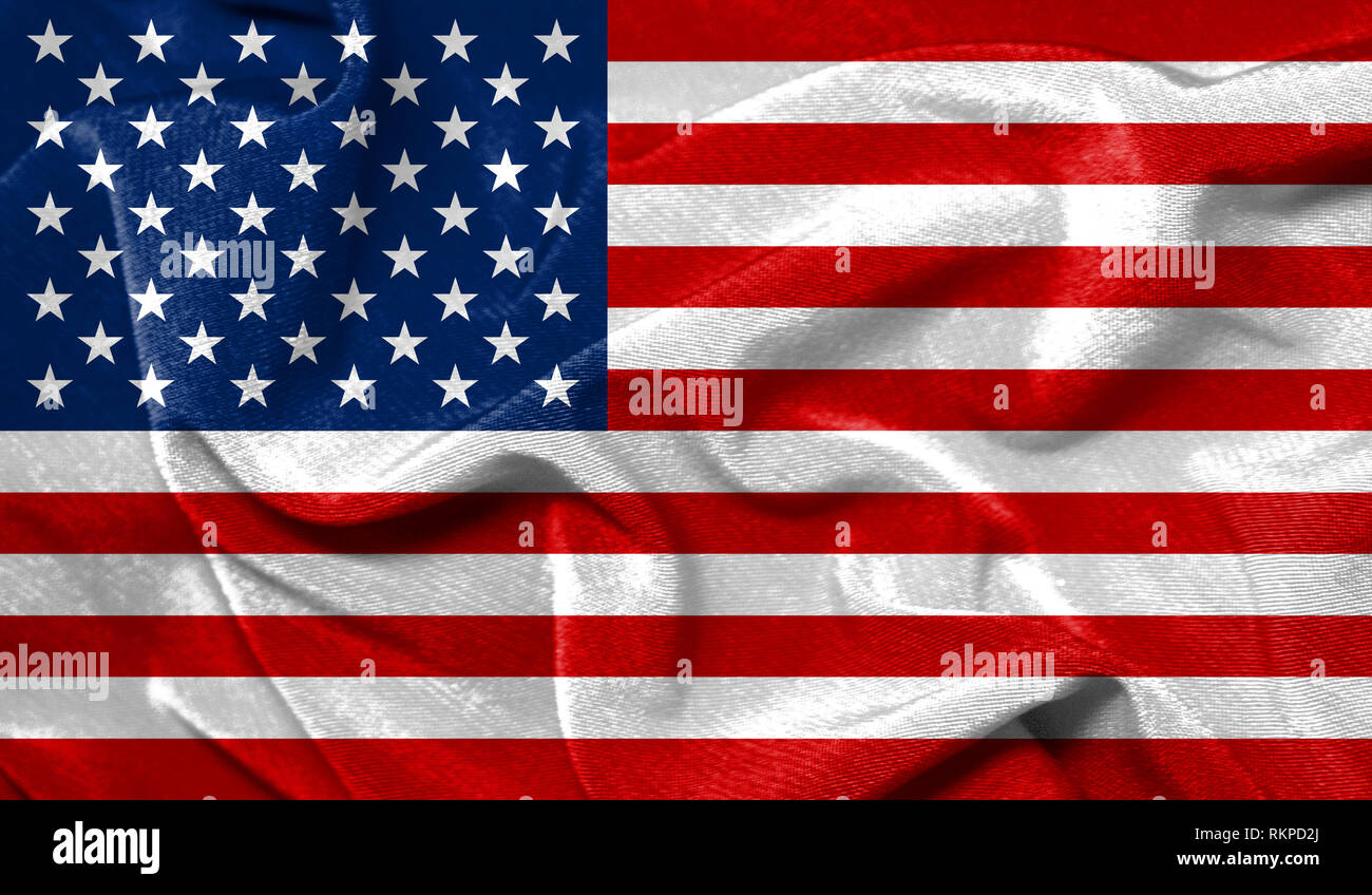 Realistic flag of USA on the wavy surface of fabric Stock Photo - Alamy
