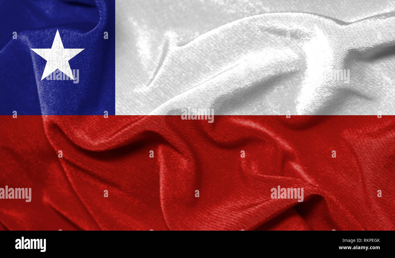 Realistic flag of Chile on the wavy surface of fabric Stock Photo - Alamy