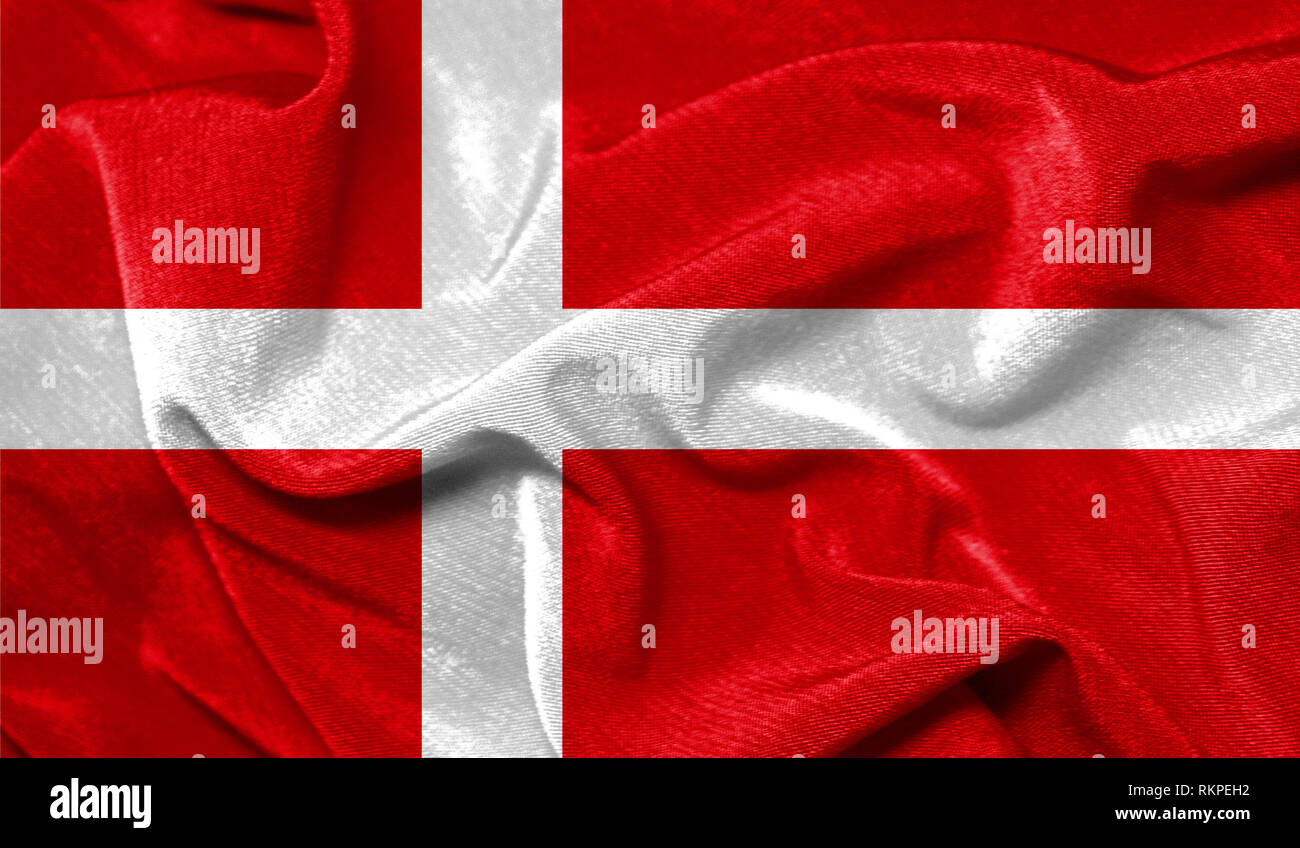 Realistic flag of Denmark on the wavy surface of fabric Stock Photo - Alamy