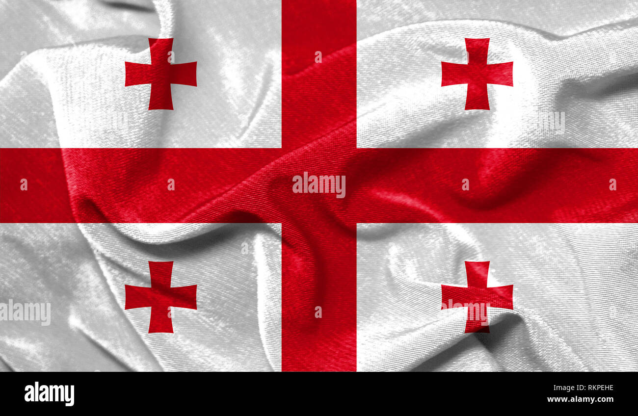 Realistic flag of Georgia on the wavy surface of fabric Stock Photo - Alamy