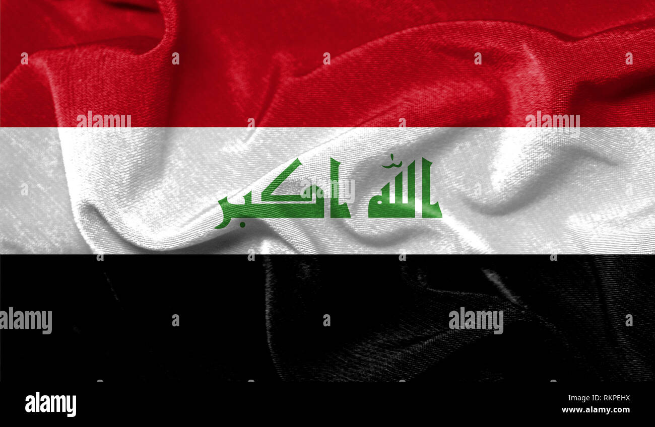 Realistic flag of Iraq on the wavy surface of fabric Stock Photo - Alamy