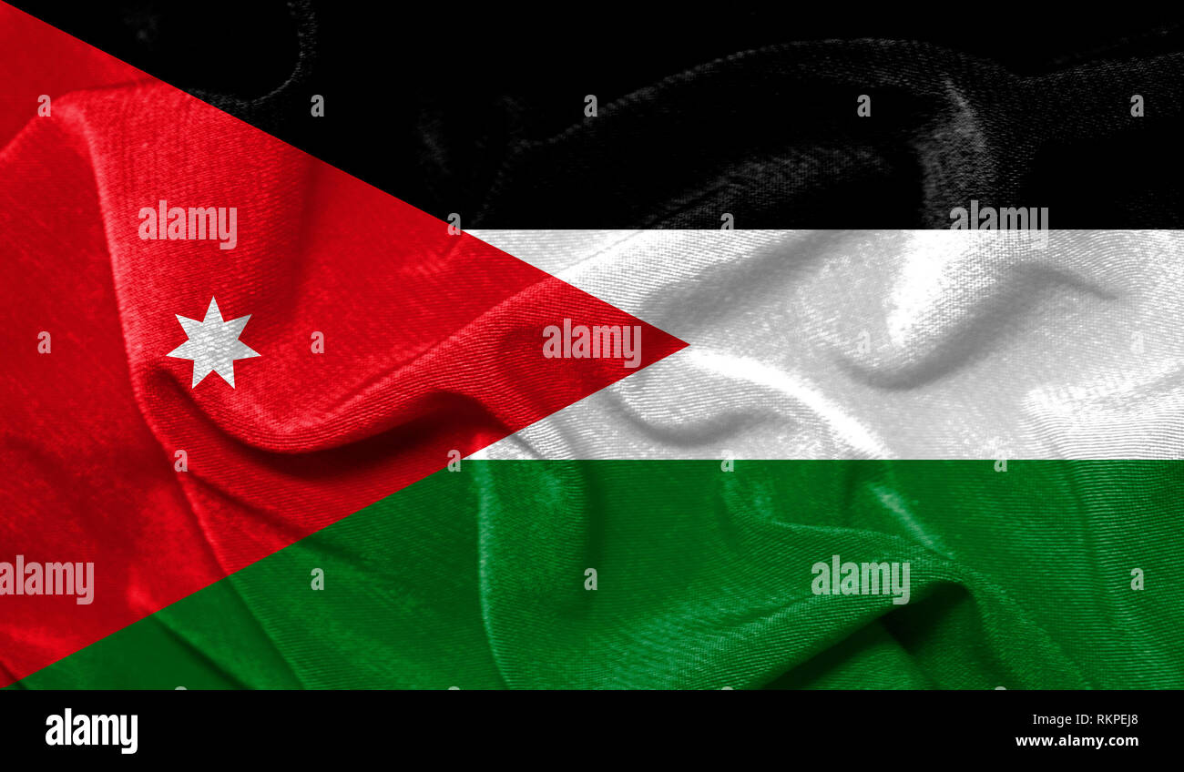 Realistic flag of Jordan on the wavy surface of fabric Stock Photo - Alamy