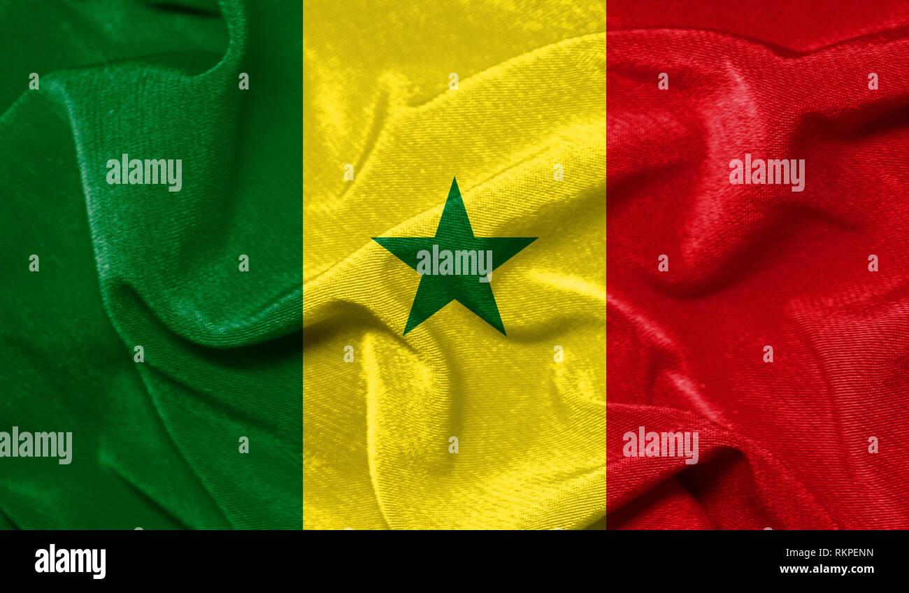 Realistic flag of Senegal on the wavy surface of fabric Stock Photo - Alamy