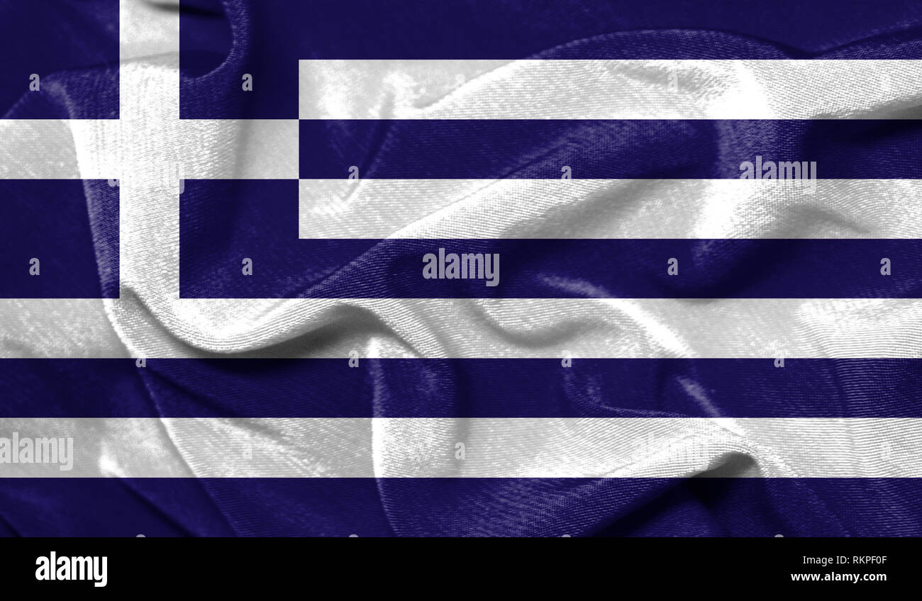 Realistic flag of Greece on the wavy surface of fabric Stock Photo - Alamy