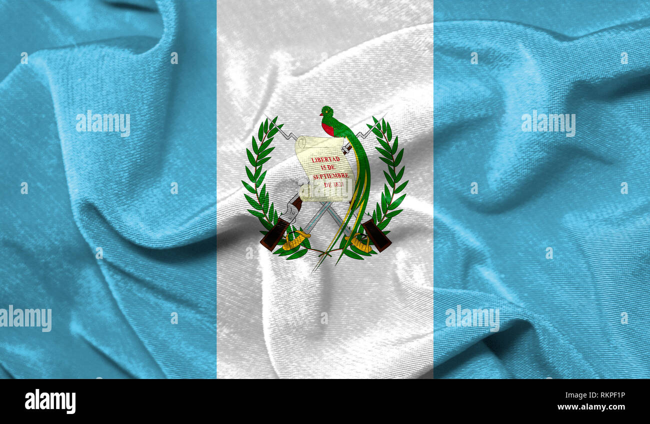 Realistic flag of Guatemala on the wavy surface of fabric Stock Photo ...