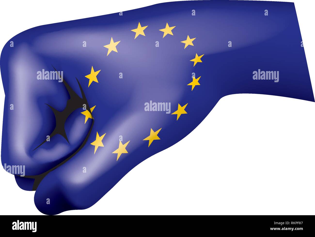 European union flag and hand on white background. Vector illustration ...