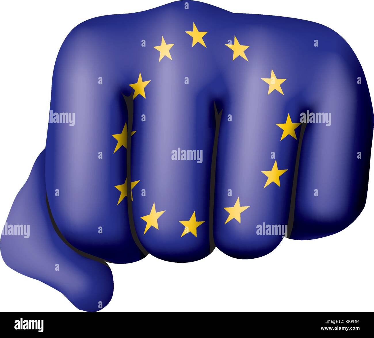 European union flag and hand on white background. Vector illustration ...
