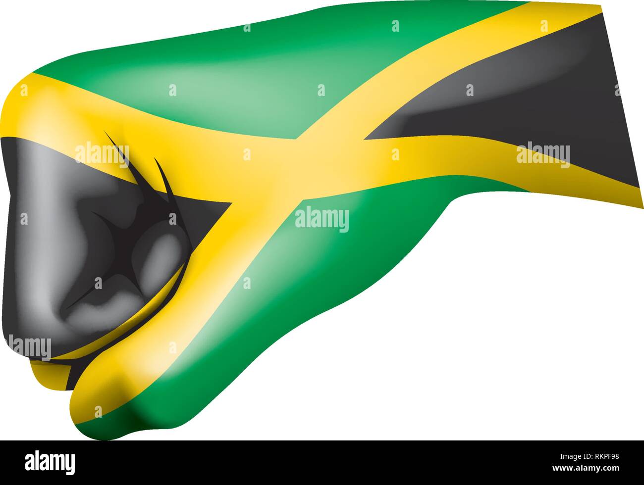 Jamaica flag and hand on white background. Vector illustration Stock ...