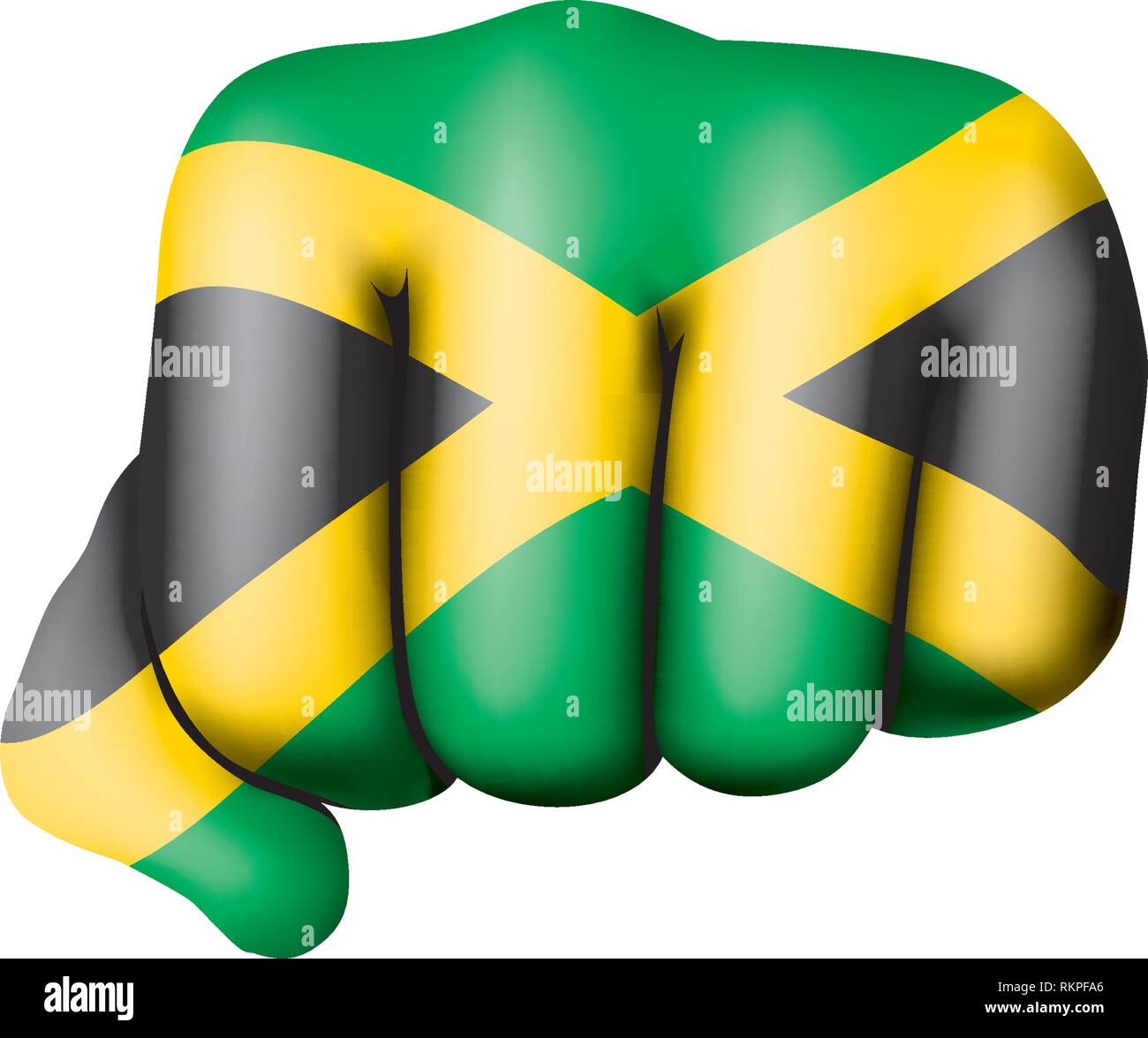 Jamaica flag and hand on white background. Vector illustration Stock ...