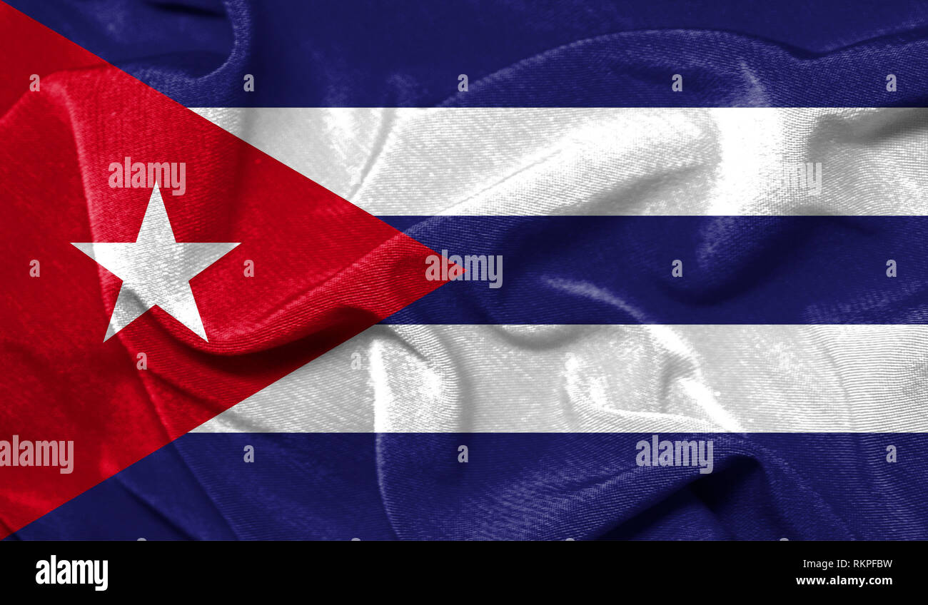 Realistic flag of Cuba on the wavy surface of fabric Stock Photo - Alamy