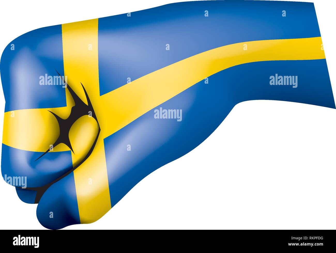 Sweden flag and hand on white background. Vector illustration Stock ...