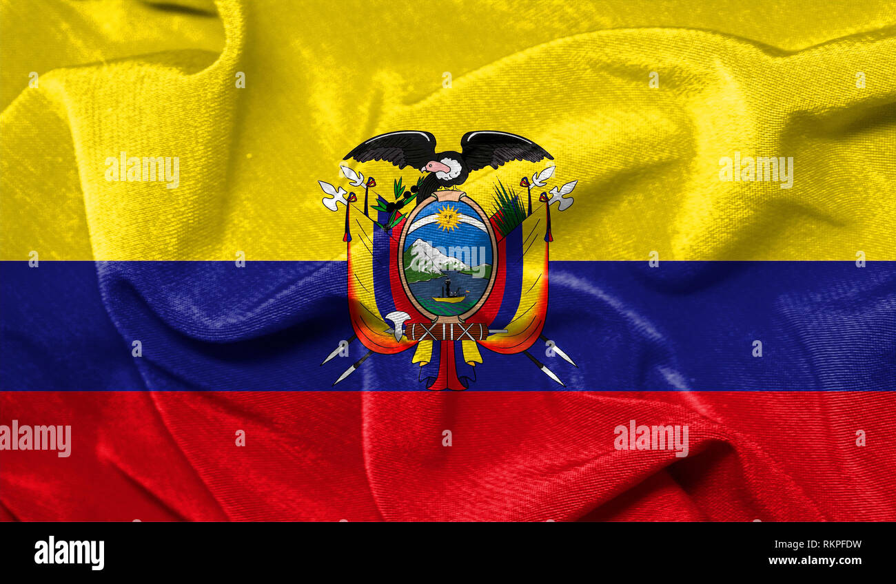 Realistic flag of Ecuador on the wavy surface of fabric Stock Photo - Alamy