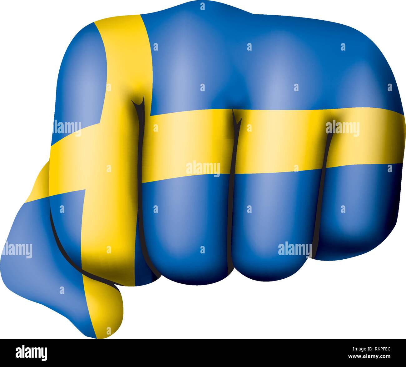 Sweden flag and hand on white background. Vector illustration Stock ...