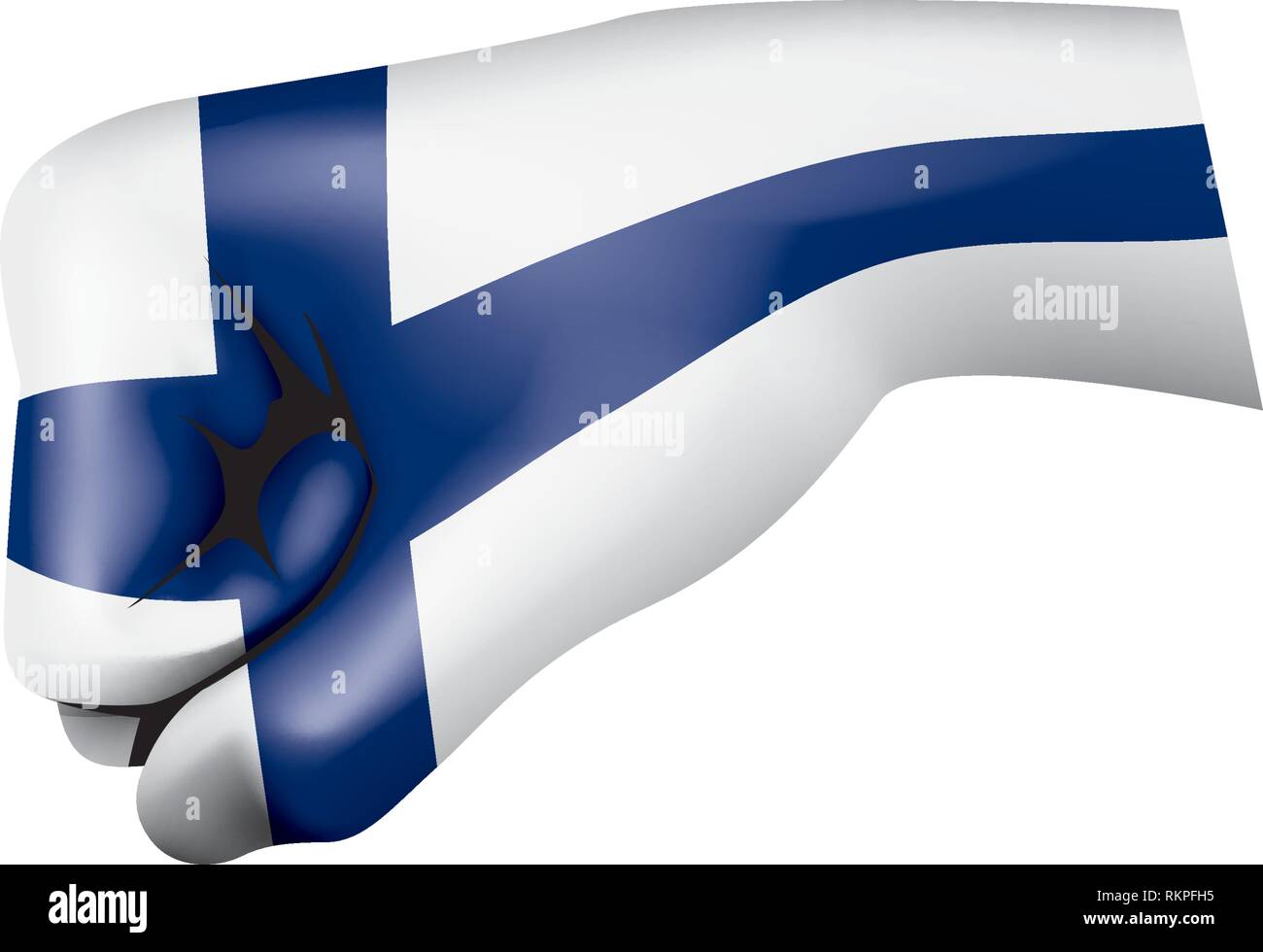 Finland flag and hand on white background. Vector illustration Stock ...