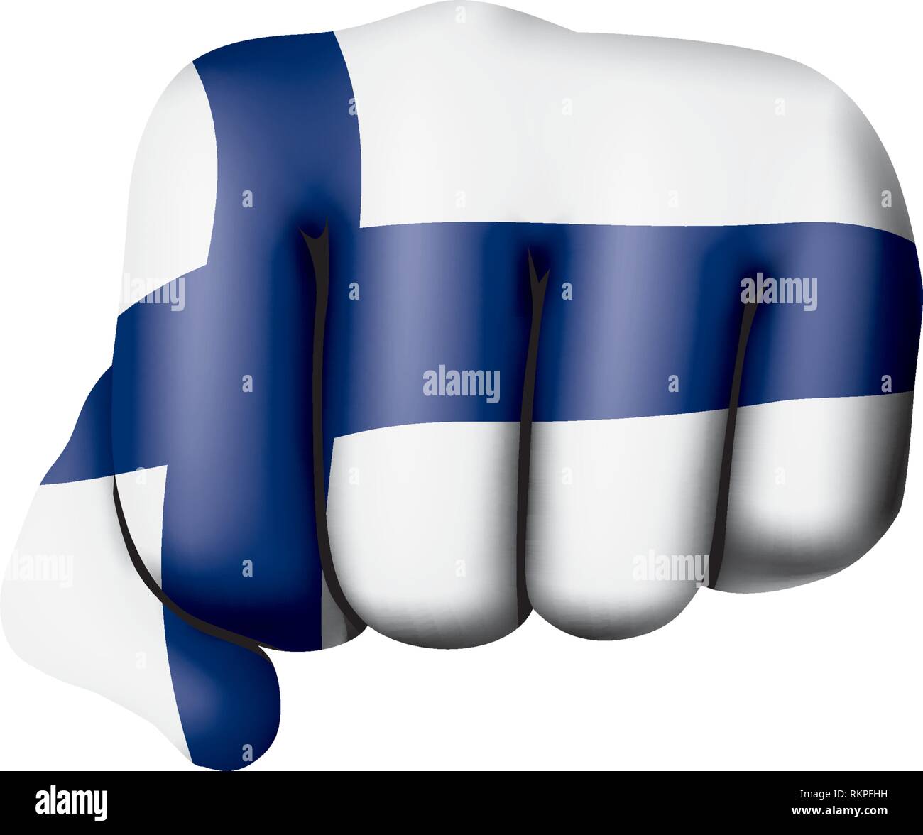 Finland flag and hand on white background. Vector illustration Stock ...