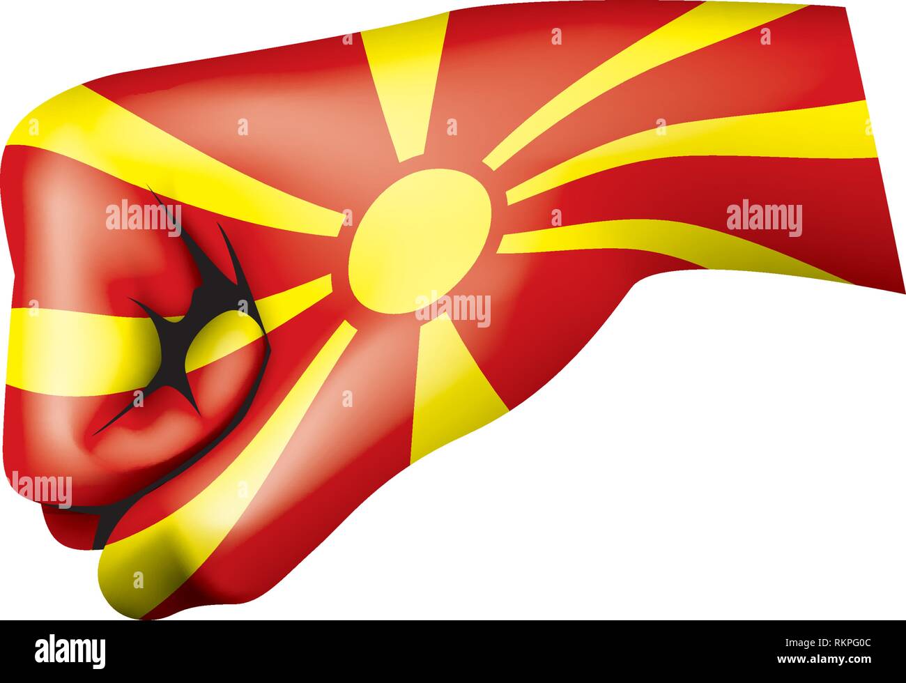 Macedonia flag and hand on white background. Vector illustration Stock ...