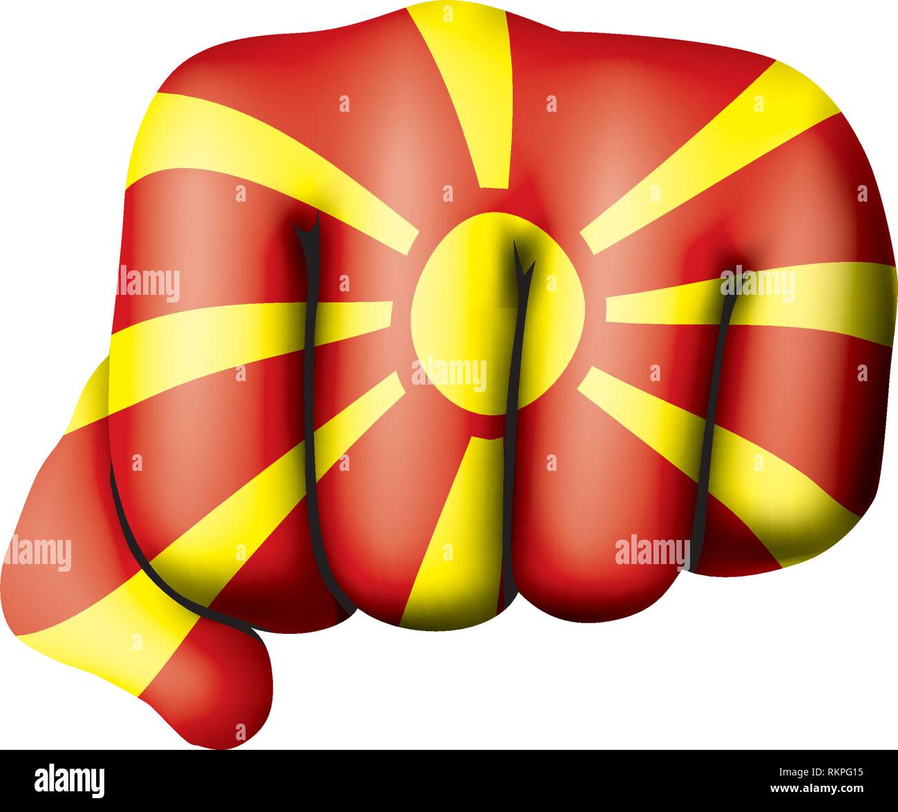 Macedonia flag and hand on white background. Vector illustration Stock ...