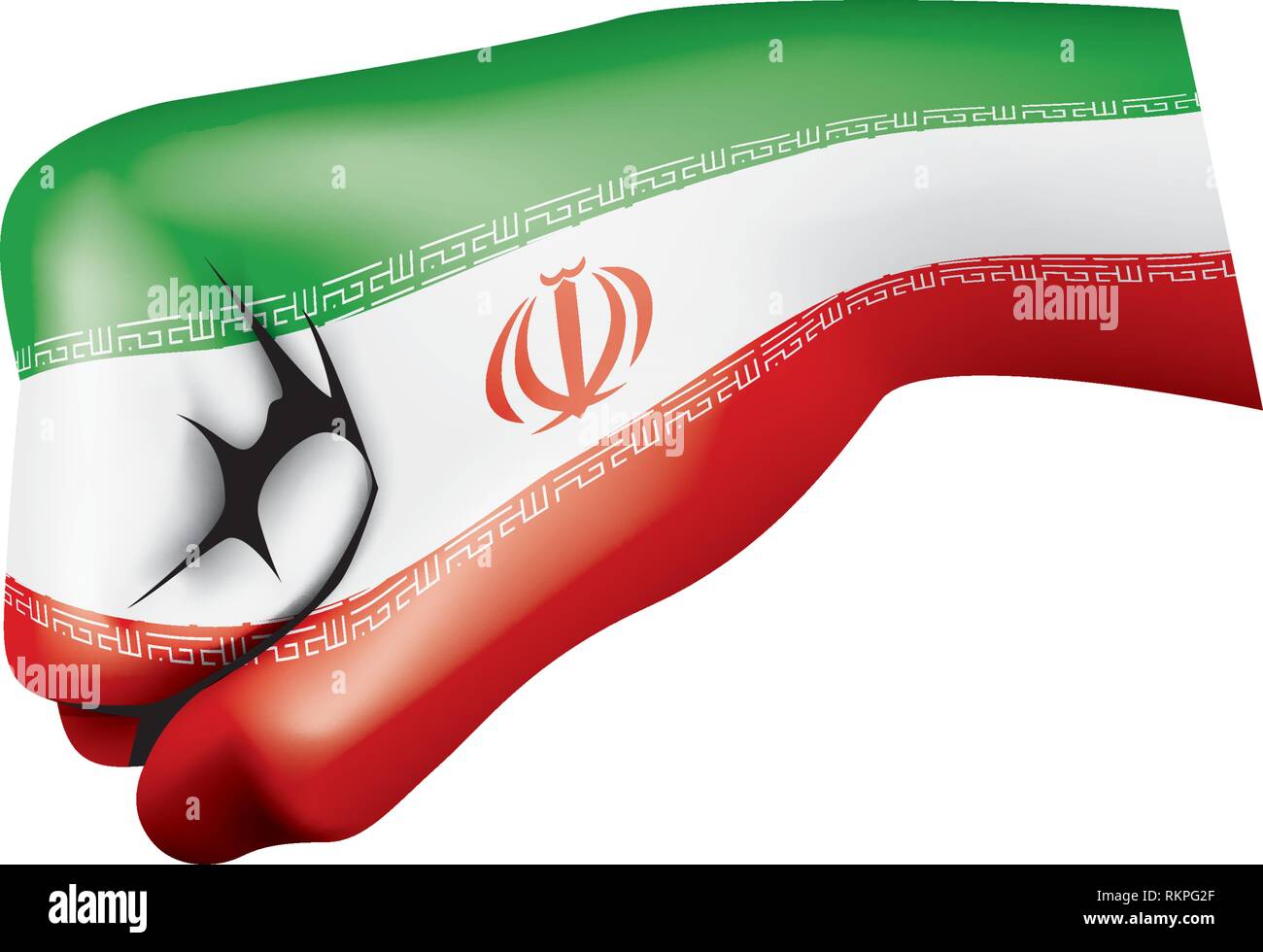 Iran flag and hand on white background. Vector illustration Stock ...