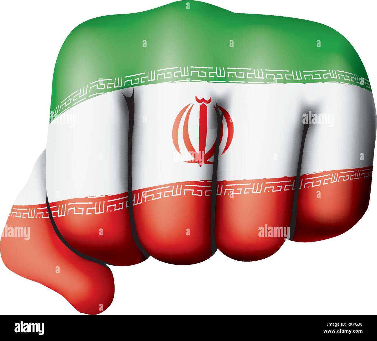 Iran flag and hand on white background. Vector illustration Stock ...