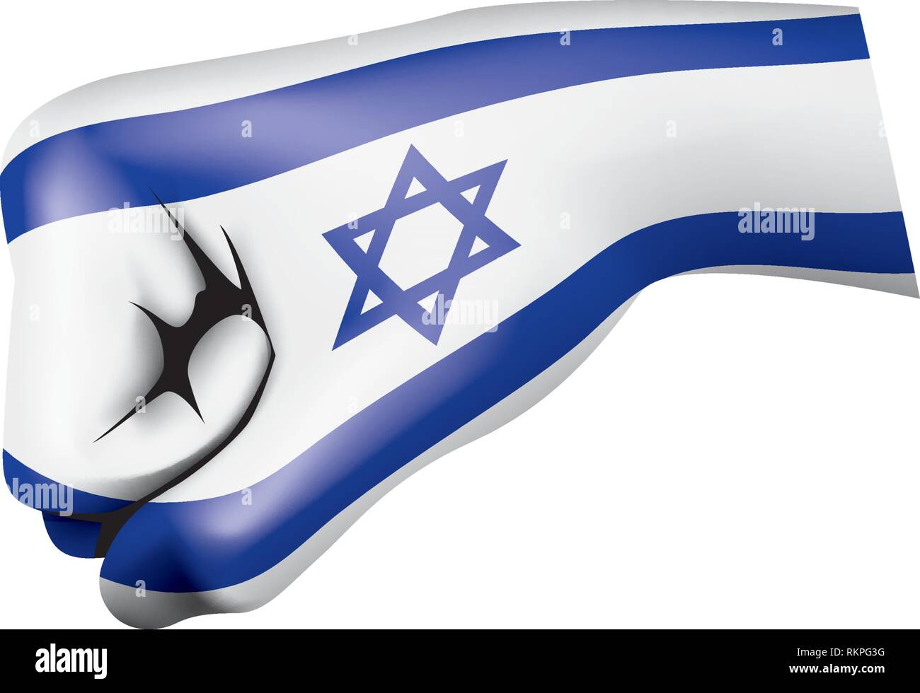 Israel flag and hand on white background. Vector illustration Stock ...