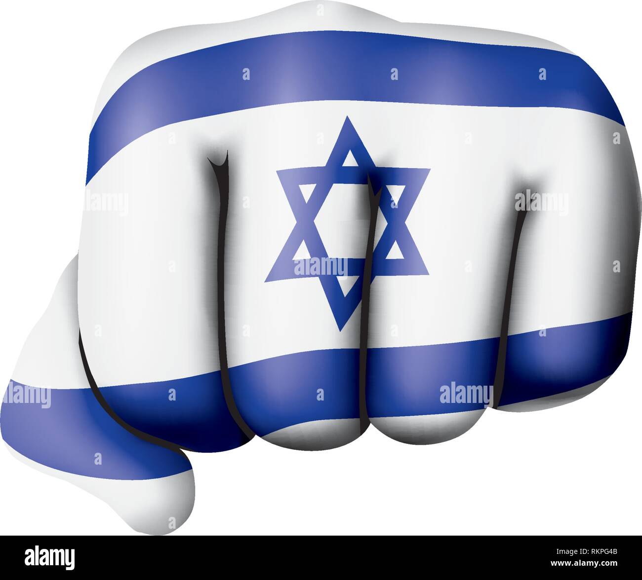 Israel flag and hand on white background. Vector illustration Stock ...