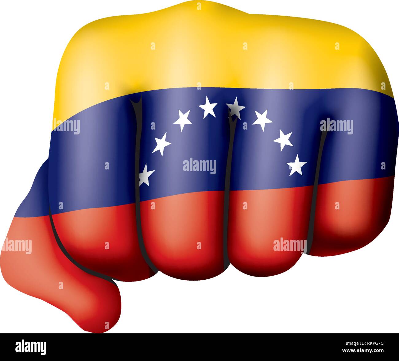 Venezuela flag and hand on white background. Vector illustration Stock ...