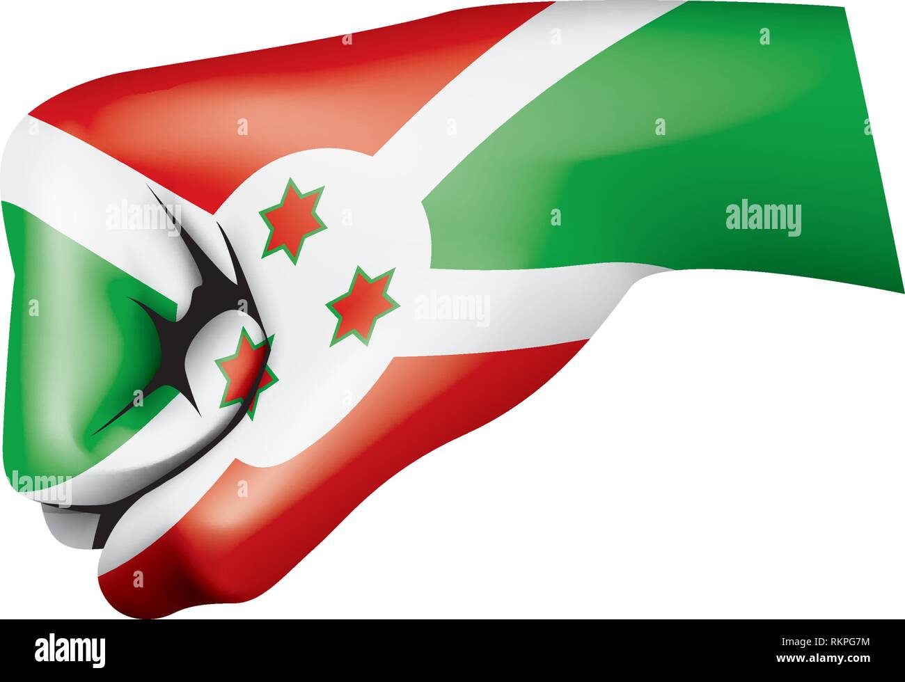 Burundi flag and hand on white background. Vector illustration Stock ...